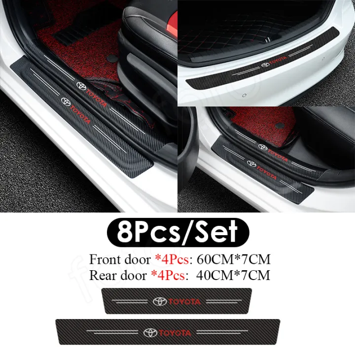 1Set 8pcs Carbon fiber Car door sill Strip Protector Universal For ...