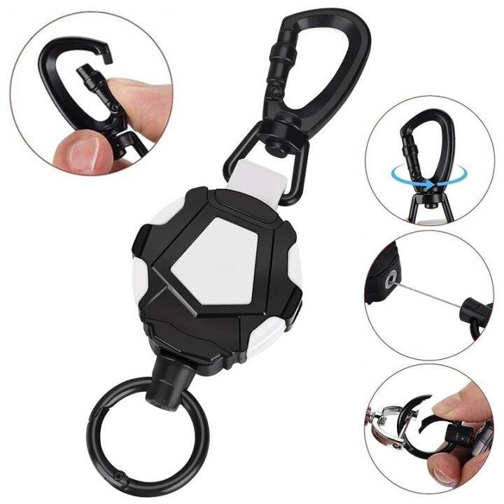 Heavy Duty Retractable Key Chain Extendable Keychain with Steel Wire ...