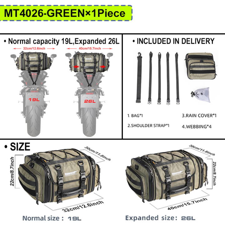Rhinowalk Motorcycle Bag 19L-32L/40L-60L Waterproof PVC Large Capacity ...
