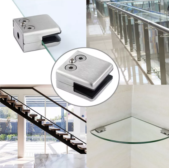 Glass Clips Stainless Steel 304 Square Glass Clips Adjustable 8-10mm ...