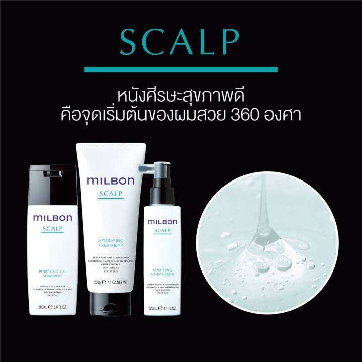 Milbon Scalp Purifying Gel Shampoo /Hydrating Treatment /Soothing Moisturizer สำหรับหนังศีรษะ ...