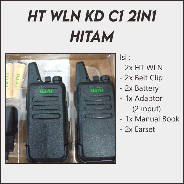 HT WLN 2 in 1 box KD C1 Hitam KD-C1 UHF Two Way Radio Handy Talky ...
