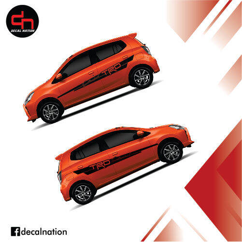 Toyota WIGO TRD Sportsmind Linear Decal Design Matte black Color Cut ...