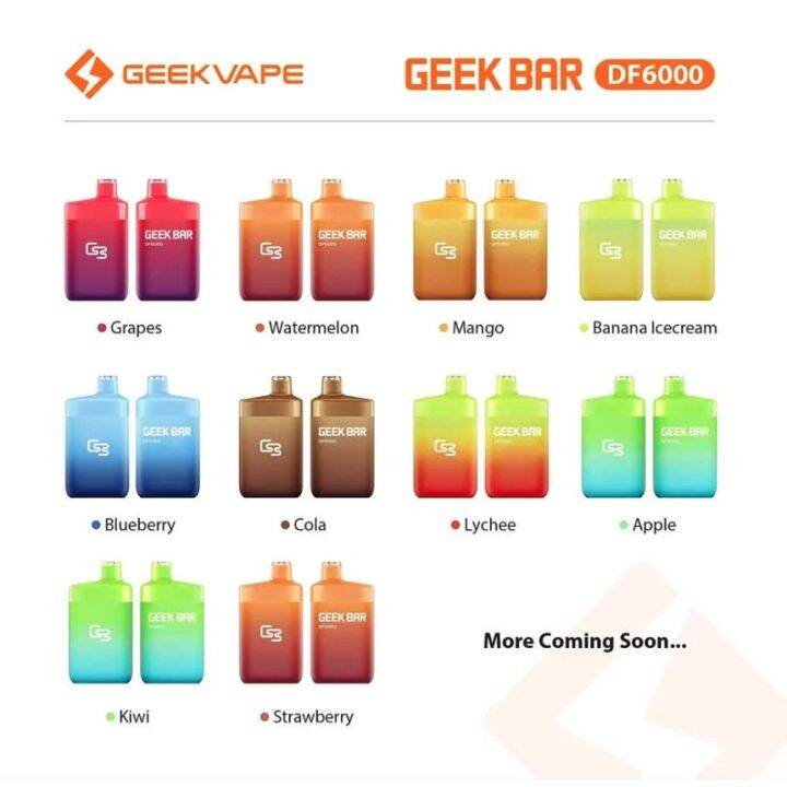 new fbxvcxfr Geek Bar DF6000 Puffs Affordable Vape 650mAh Battery 5 Nic ...