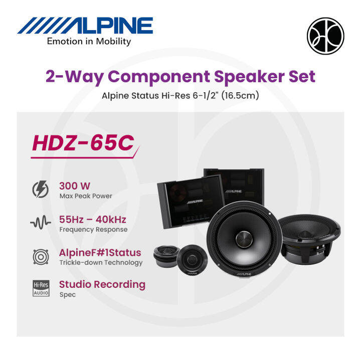 Alpine HDZ-65C Alpine Status Hi-Res 6-1/2" (16.5cm) 2-Way Component ...