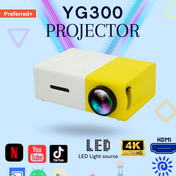 YG-300 600 Lumens Mini Portable Projector wireless projector HD 1080P ...