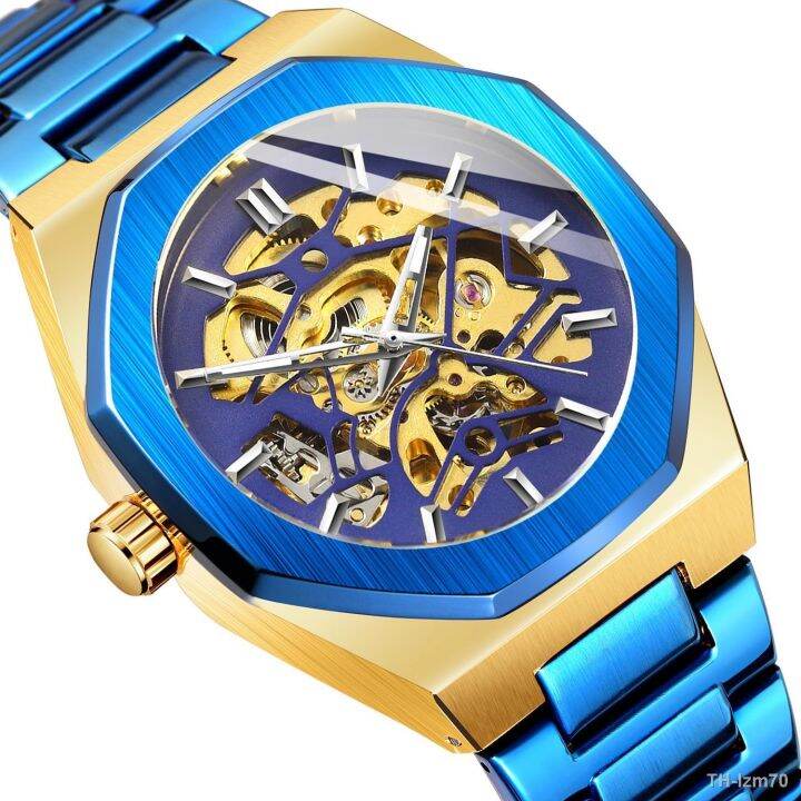 ⌚ Forsining Fusini 344 สไตล์แฟชั่นของผู้ชายแบบสบาย ๆ กลวง เชิงกล นาฬิกา ...