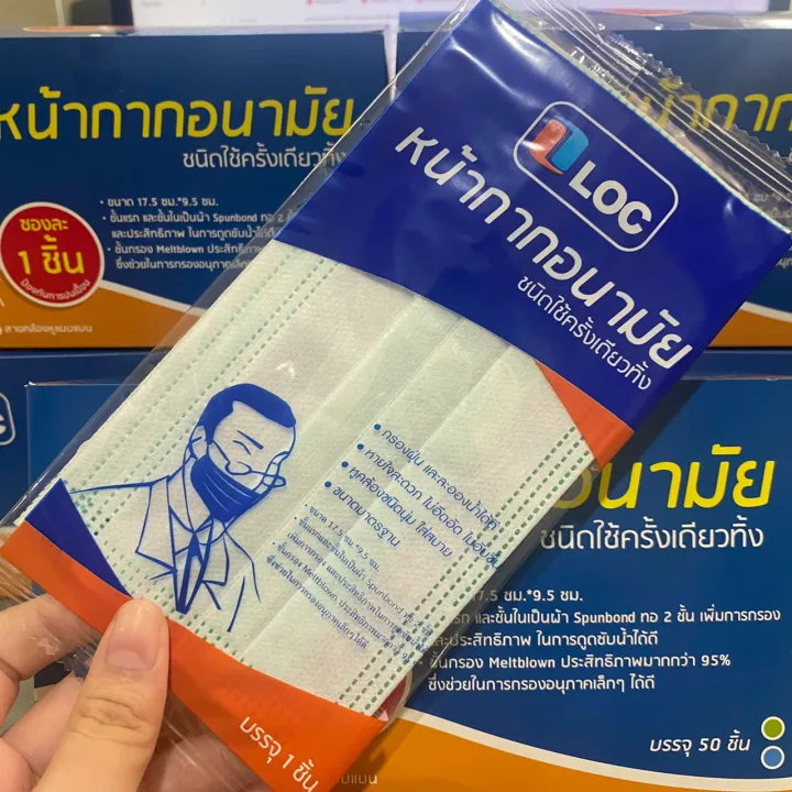 LOC Medical Face Mask (หน้ากากอนามัย สายคล้องแบบหูแบน) | Lazada.co.th