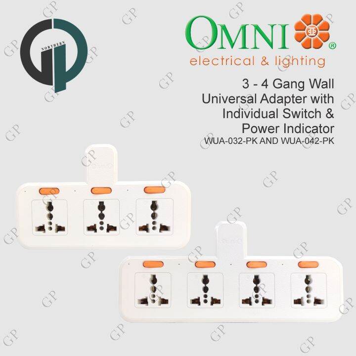 Omni Wall Universal Adapter with individual switch 3 and 4 Gangs (WUA ...