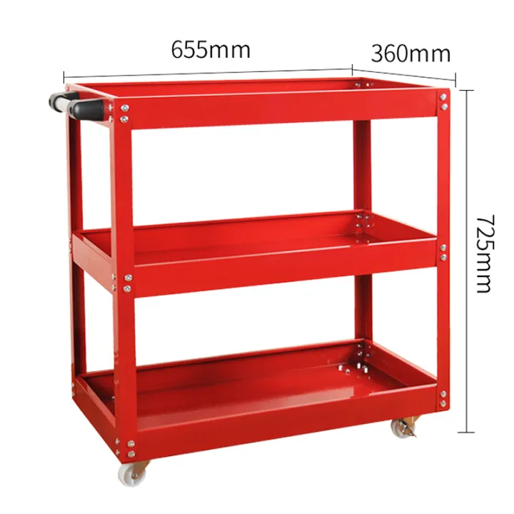 Red Color 3 leyer tool cart Trolley Tool Trolley super steel alloy ...