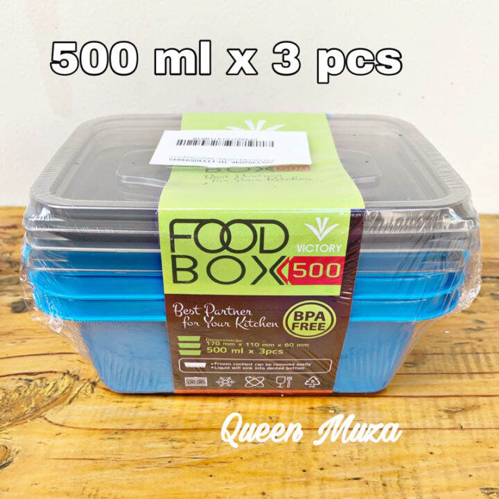 Kotak makan victory food box penyimpanan makanan 500ml 1 set isi 3 ...