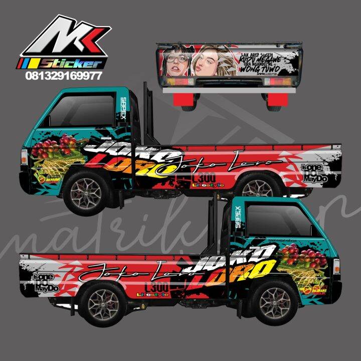DECAL STICKER MOBIL PICK UP L300 CARRY TRAGA - BISA CUSTOM/REQUEST ...