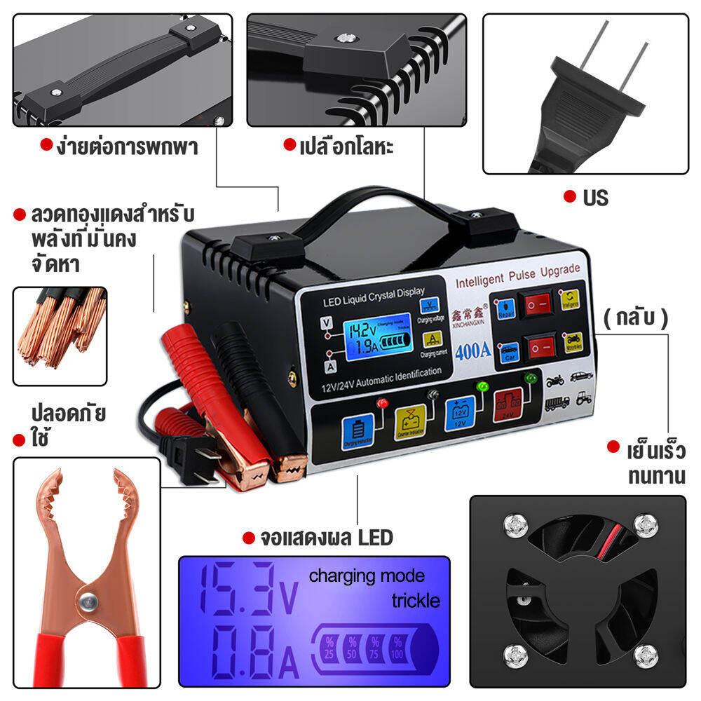 ชาร์จเต็มใน5นาที เครื่องชาตแบต12v24 ที่ชาจแบตรถยน12v เหมาะกับรถทุกประเภท บำรุงรักษาแบตเตอรี่ ...