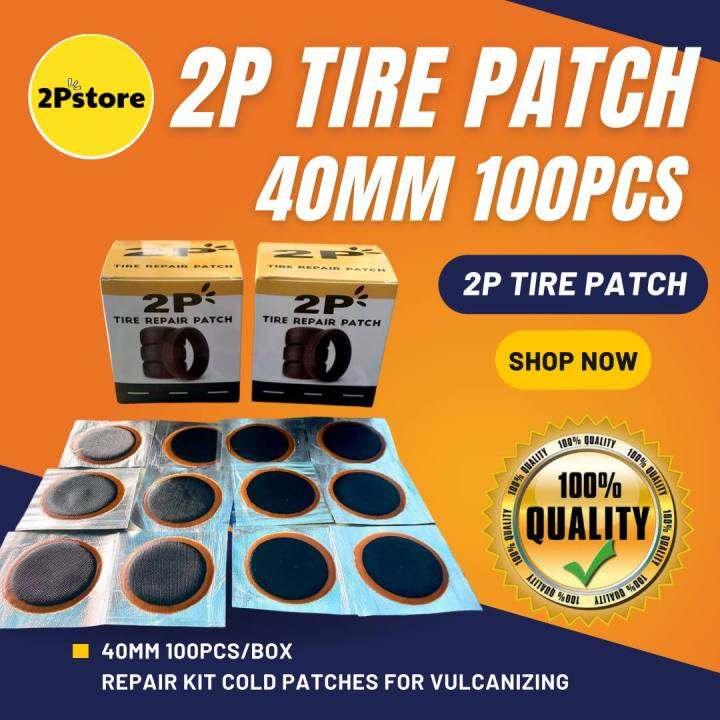 Tire patch 40mm, 2P vulcanizing repair patches kit and tools for tubeless and tube type tires ...