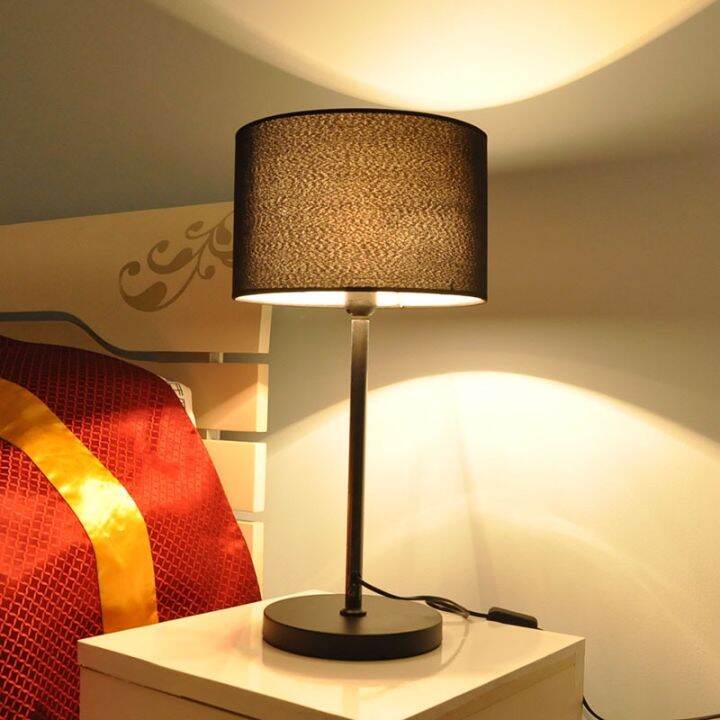 Nodic Table Lamp for bedroom lamp Linen Shade, Bright Modern Warm Light ...