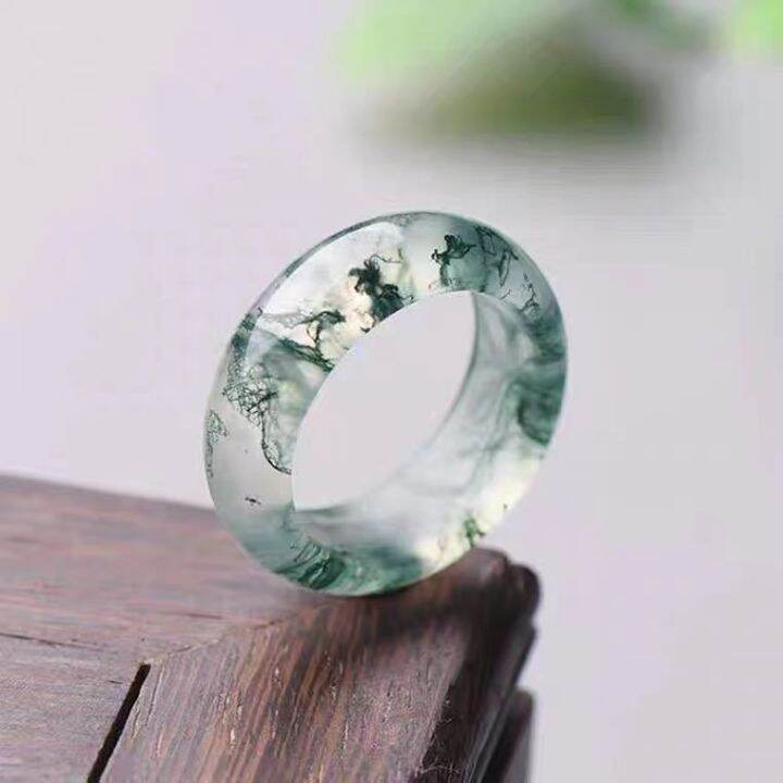 Natural Aquatic plants agate ring jade ring floating flower Agate Ring ...