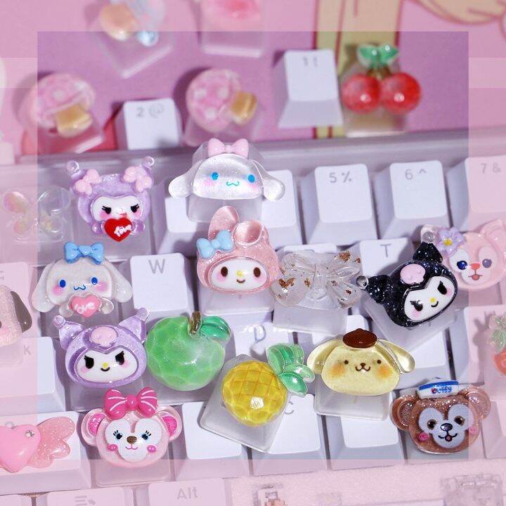 ECHOME DIY Original Resin Anime Keycaps Transparent Pink Crystal Cute ...