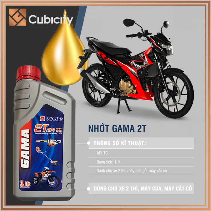 Dầu nhớt GAMA Vilube 2T API TC 1000ml dùng cho xe 2 thì, động cơ máy ...