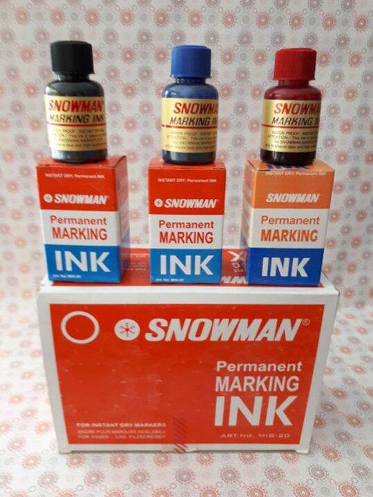 Isi Ulang Tinta Permanen/Refill Ink Spidol Snowman Permanen Marking ...