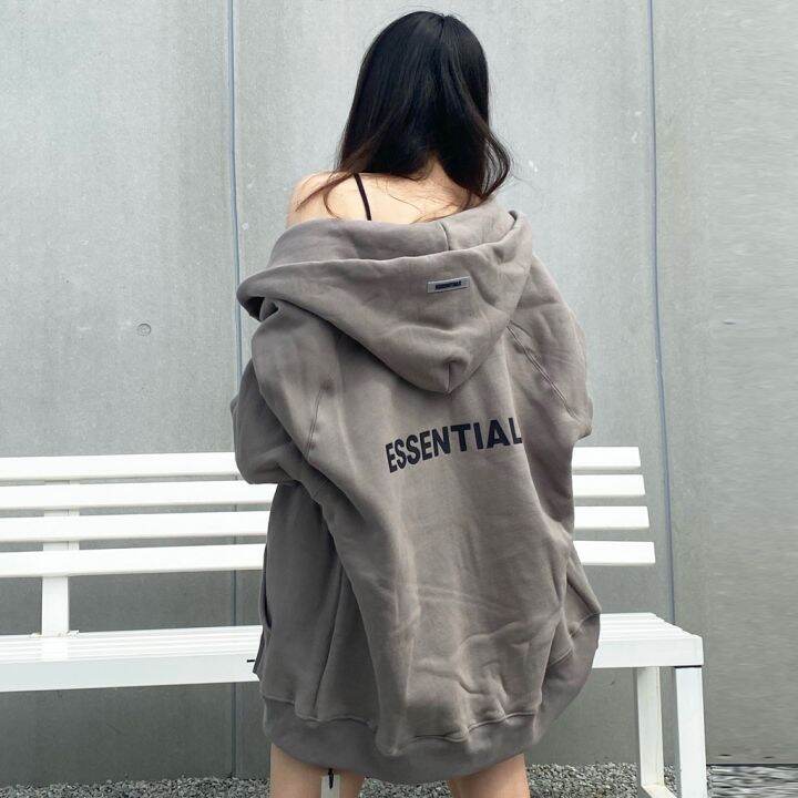 High version ESSENTIALS new double-line reflective letter zipper hooded small jacket jacket men ...