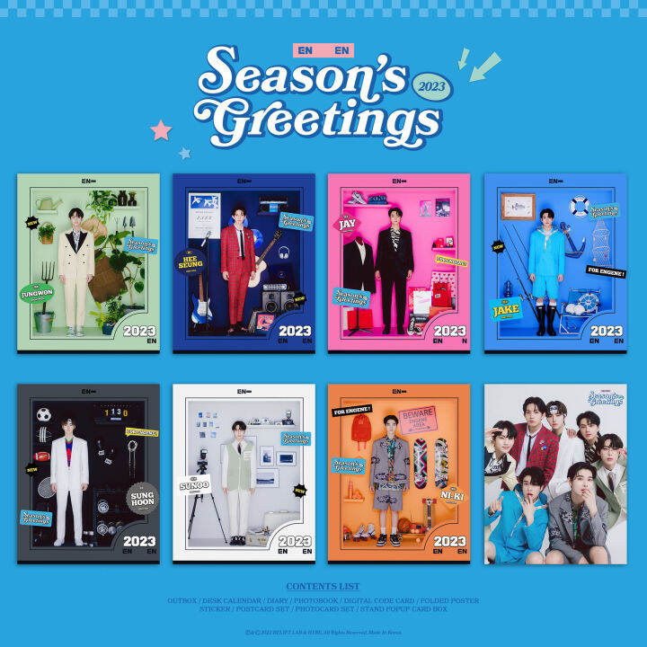 Enhypen 2023 Seasons Greetings PhotoCards Heeseung Jay Jake Sunghoon Sunoo Jungwon Ni-ki Photo ...