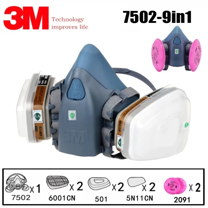 3M 7502 9-IN-1 ชุดกรองครึ่งหน้า สเปรย์สีเคมีป้องกันกำจัดศัตรูพืช ...