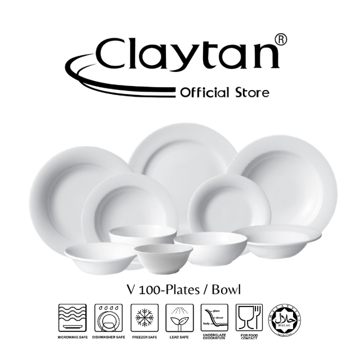 Claytan Vc Hotelware Tableware Plate Bowl Plain White V100 | Lazada