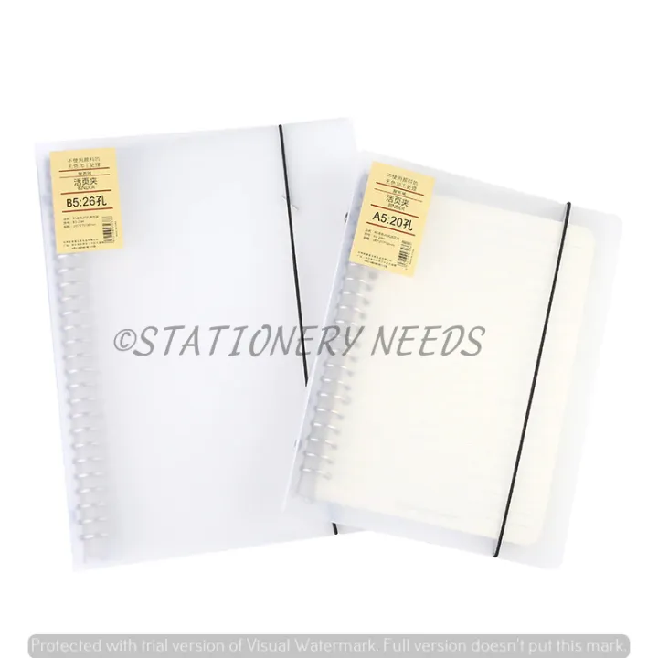 1PCS 20/26 Ring Binder W/Paper Refill & BINDER ONLY B5/A5 Transparent ...