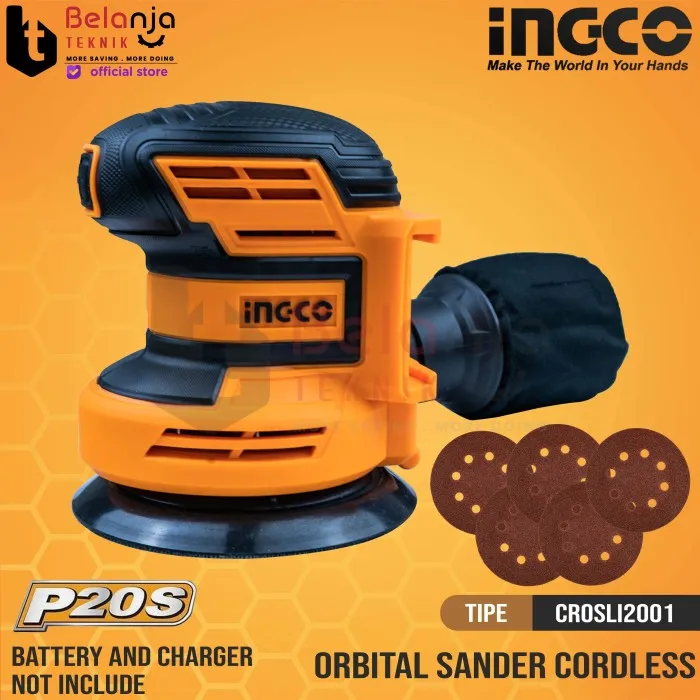 Ingco Orbital Sander Cordless 5 Inch Mesin Amplas Unit Only CROSLI2001 ...