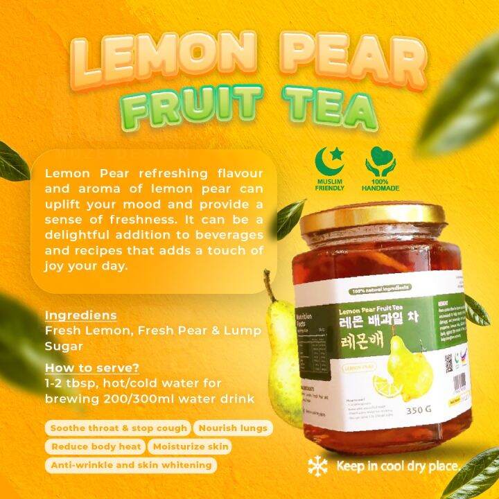 Natural Fresh Fruit Tea “Lemon Pear Fruit Tea“ 350g {Muslim Friendly ...