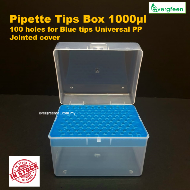 Pipette Tips Box 1000μl x 100 holes for Blue tips Universal PP Jointed ...