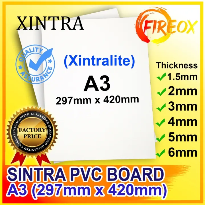 [10 PCS] SINTRA PVC BOARD Size: A3 XINTRALITE (420x297mm)Thickness: 1 ...