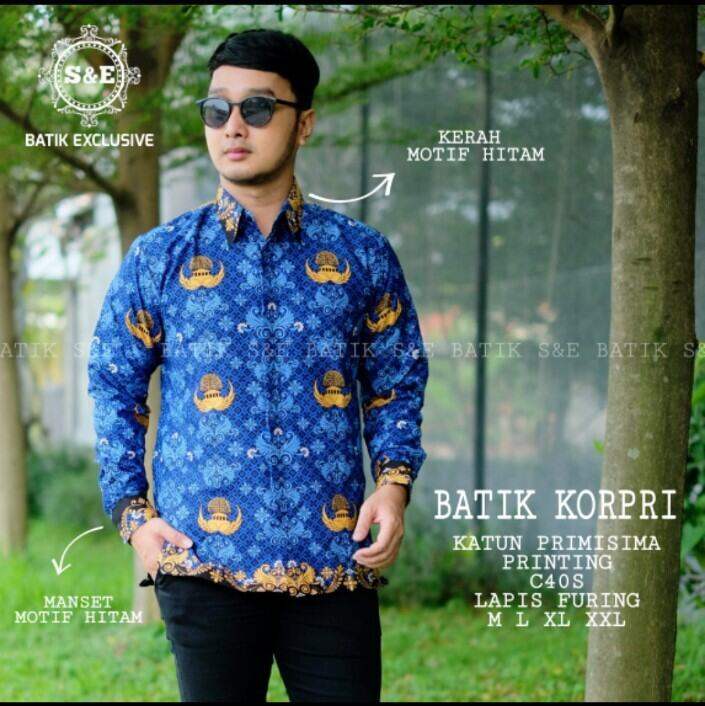 KEMEJA KORPRI PRIA TERBARU 2022 KERAH HITAM / BAJU KORPRI PRIA FULL FURING STANDAR NASIONAL 2022 ...