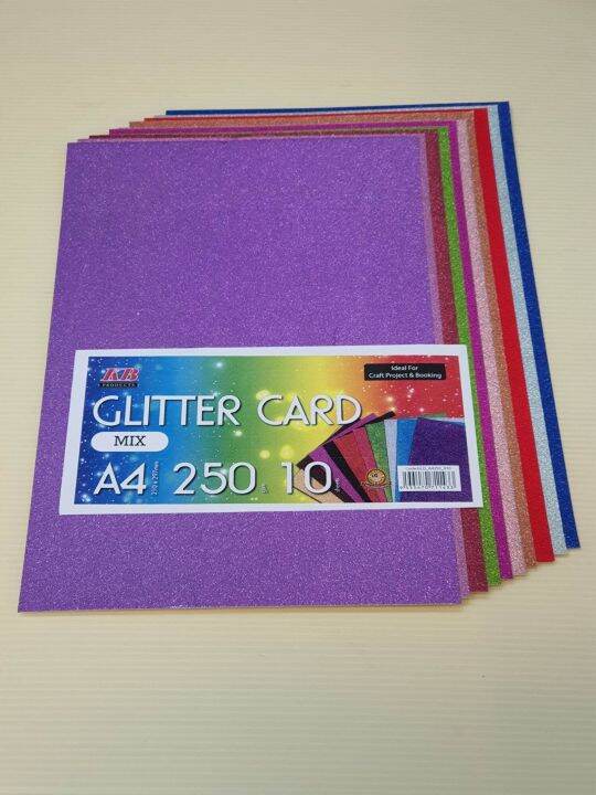 A4 GLITTER CARD 250GSM SHINY CRAFT CARD 10color mix per pack | Lazada
