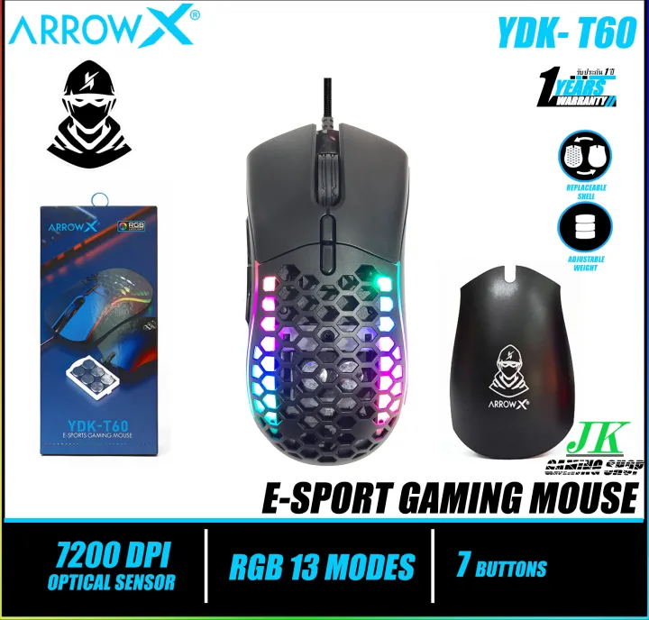 ARROW X E-Sports Gaming Mouse YDK-T60 เมาส์เกมมิ่ง 1Y. | Lazada.co.th