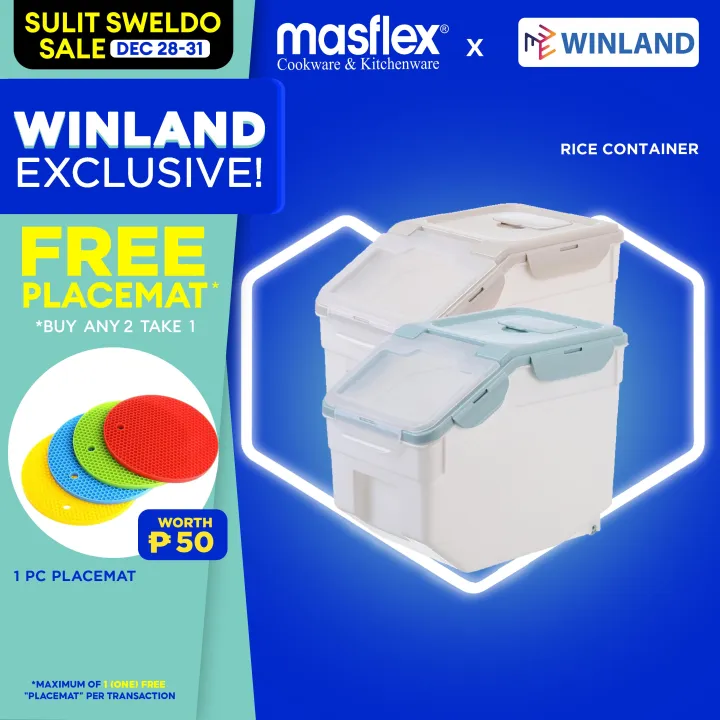 Masflex by Winland Rice Storage Container 10kg Airtight Rice Sealed Box ...