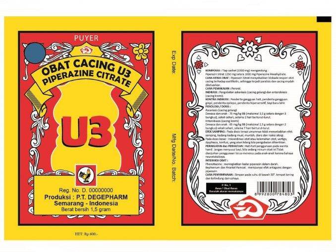 PUYER OBAT CACING U3 CAP JAGO 1 Hanger 24 Sachet | Lazada Indonesia