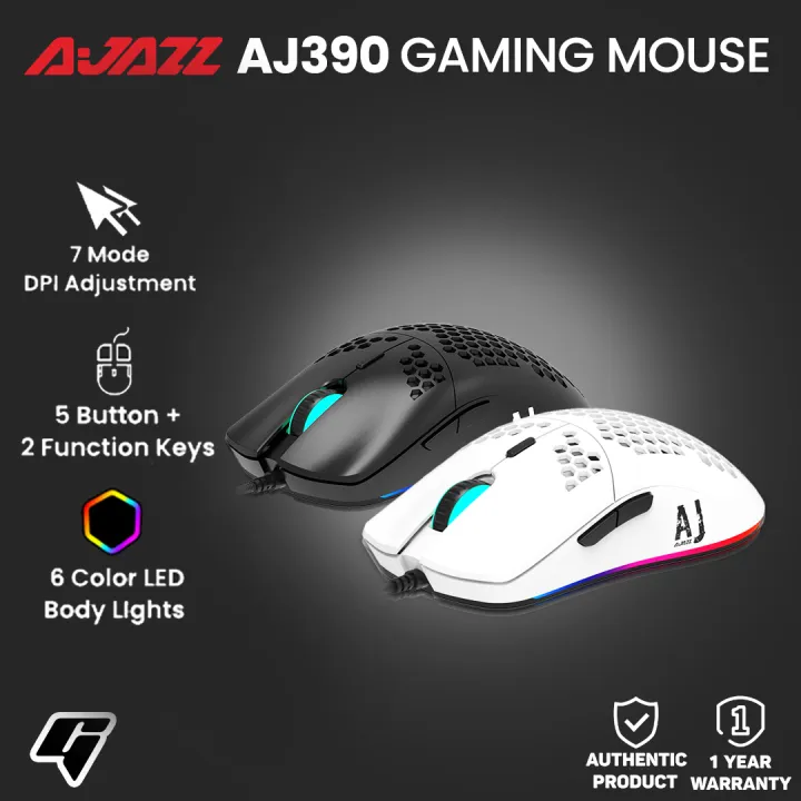 AJAZZ AJ390 Wired Gaming Mouse 400IPS Lightweight Honeycomb Shell ...