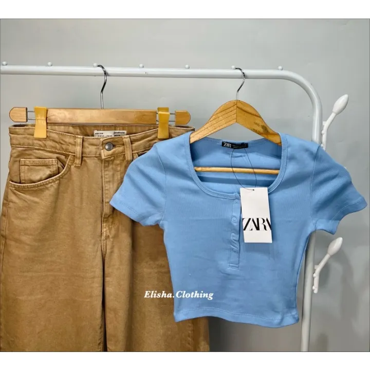 Zara Snap Button Basic Croptop | Lazada PH