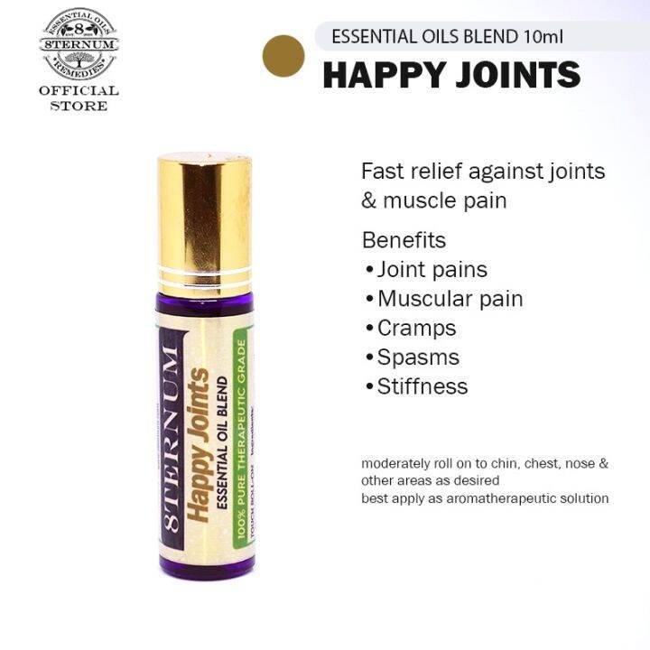 8TERNUM Happy Joints, Essential Oil Roll-On Blend, All Natural, 100% Therapeutic Grade,10ml ...