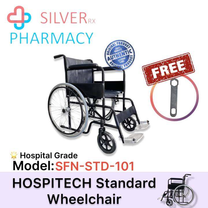 [Hospital Medical Grade] Hospitech Standard Wheelchair [Model SFN-STD-101] | Lazada