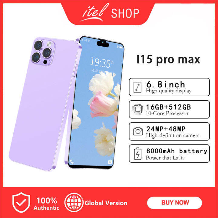 New Original ITEL Smartphone i15 6.8 Inch Full Screen Face ID 8GB+256GB Mobile Phones Global ...