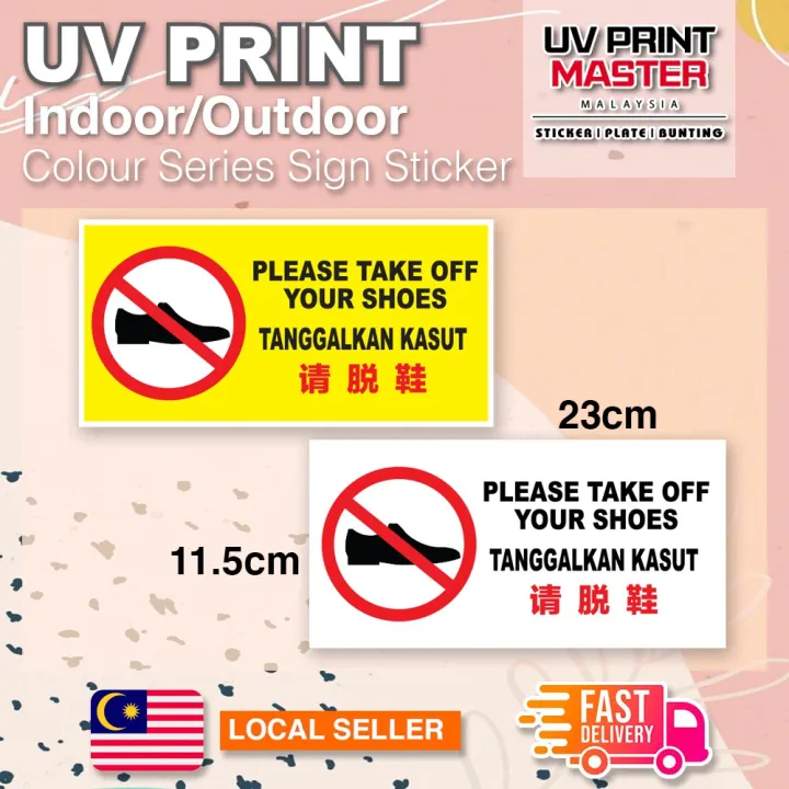 Sticker Sign Please Take Off Your Shoes Sign Sticker Tanggalkan Kasut ...
