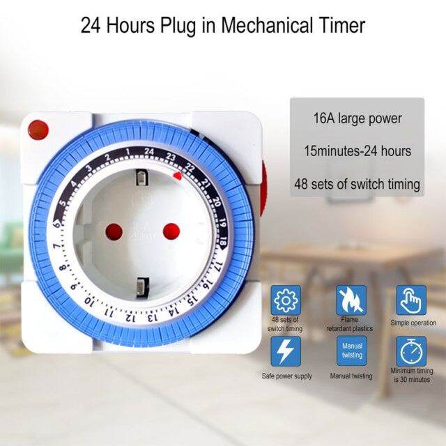 24 Hours Timer Switch Timer Plug In Mechanical Grounded Programmable Smart Countdown Switch ...