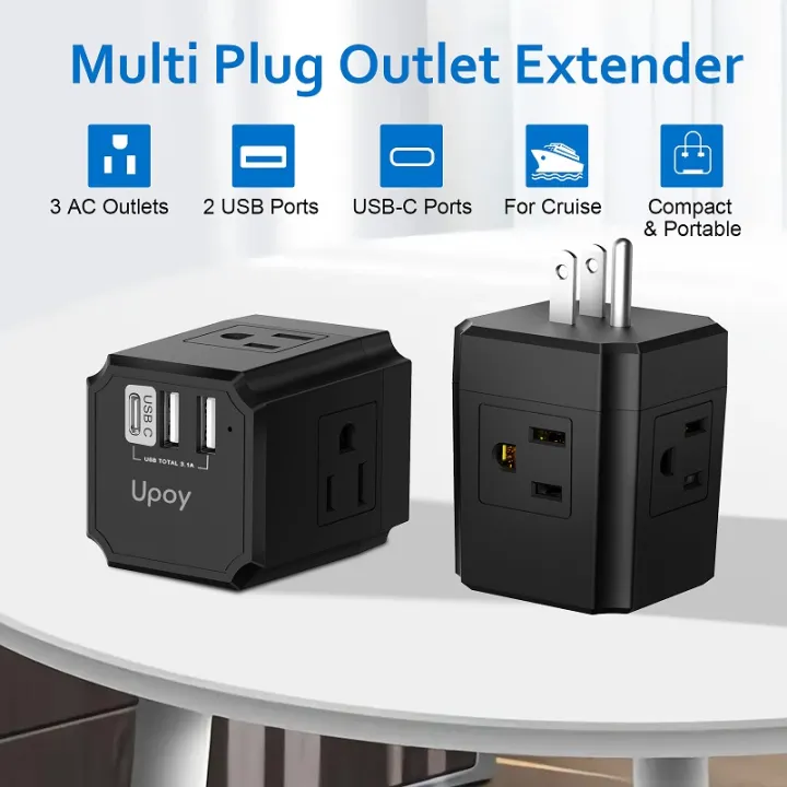 USB Charging Station with Outlets Outlet Extender 1875W, Charging Cube ...