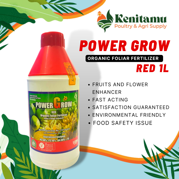 POWER GROW RED (ORGANIC FOLIAR FERTILIZER fruits & flower enhancer) 1L ...
