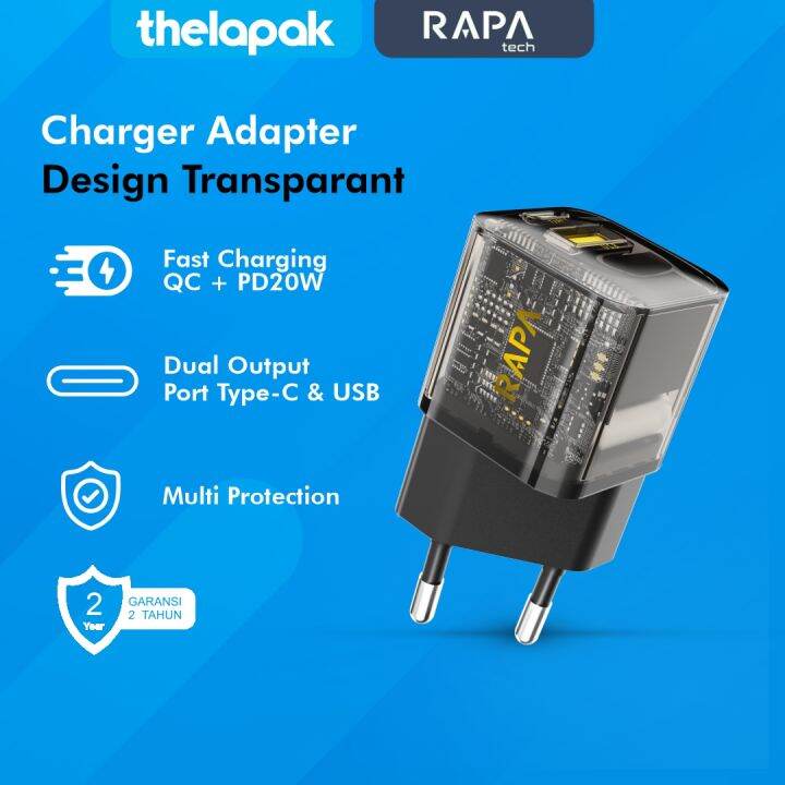 Charger 2 Port PD30W Rapa CH3050 Power Crystal I QC3.0 Transparent ...