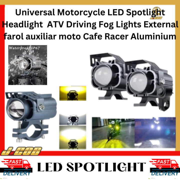 Universal Motorcycle LED Spotlight Headlight ATV Driving Fog Lights External farol auxiliar moto ...
