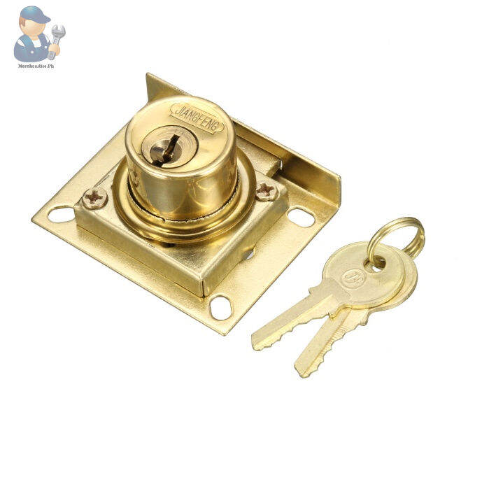 Gold/Silver Closet Cupboard Secure Locking Drawer Lock w Two Keys ...