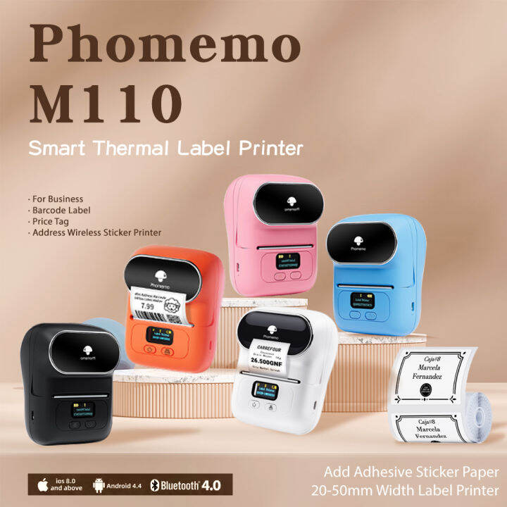 Phomemo เครื่องปริ้นตราด้วยความร้อน M110อัจฉริยะมีกาวในตัวสำหรับฉลาก ...